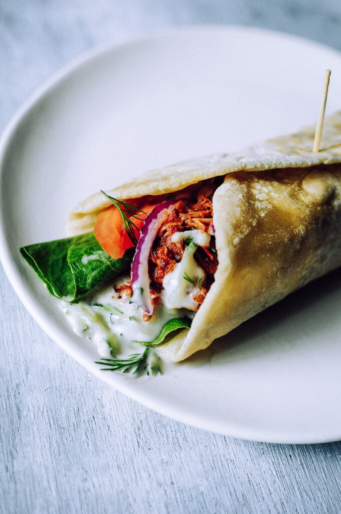 Delicious Plant-Based Jackfruit Gyros - MOON and spoon and yum