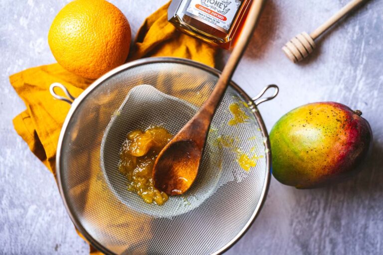 Sparkling Orange Shrub with Mango - MOON and spoon and yum