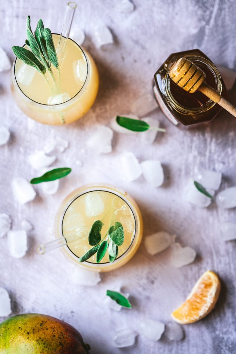 Sparkling Orange Shrub with Mango - MOON and spoon and yum