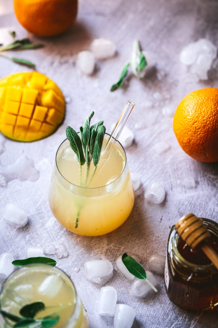 Sparkling Orange Shrub with Mango - MOON and spoon and yum