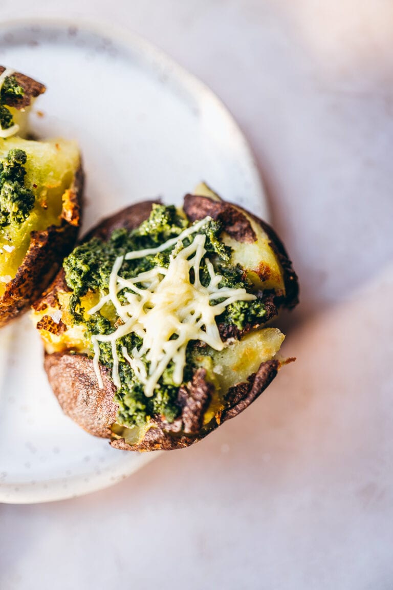 Instant Pot Duo Crisp Pesto Smashed Potatoes