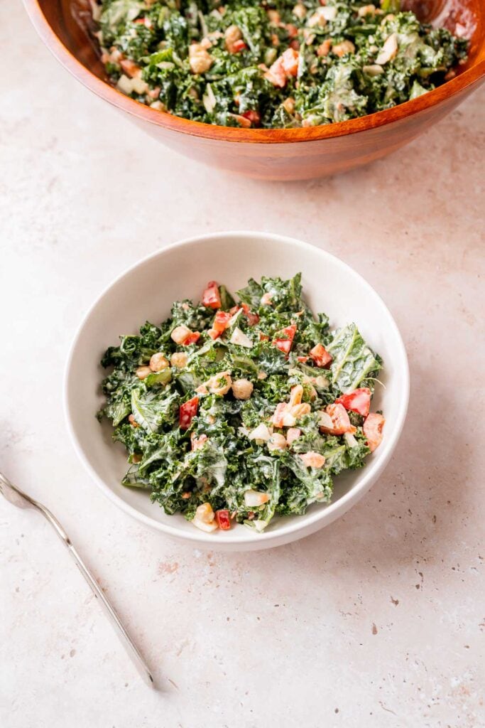Chickpea Kale Salad with Creamy Tahini Dressing
