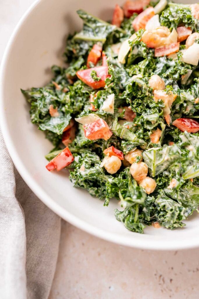 Chickpea Kale Salad with Creamy Tahini Dressing