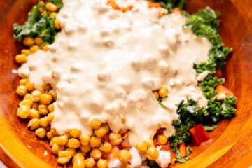 Chickpea Kale Salad with Creamy Tahini Dressing