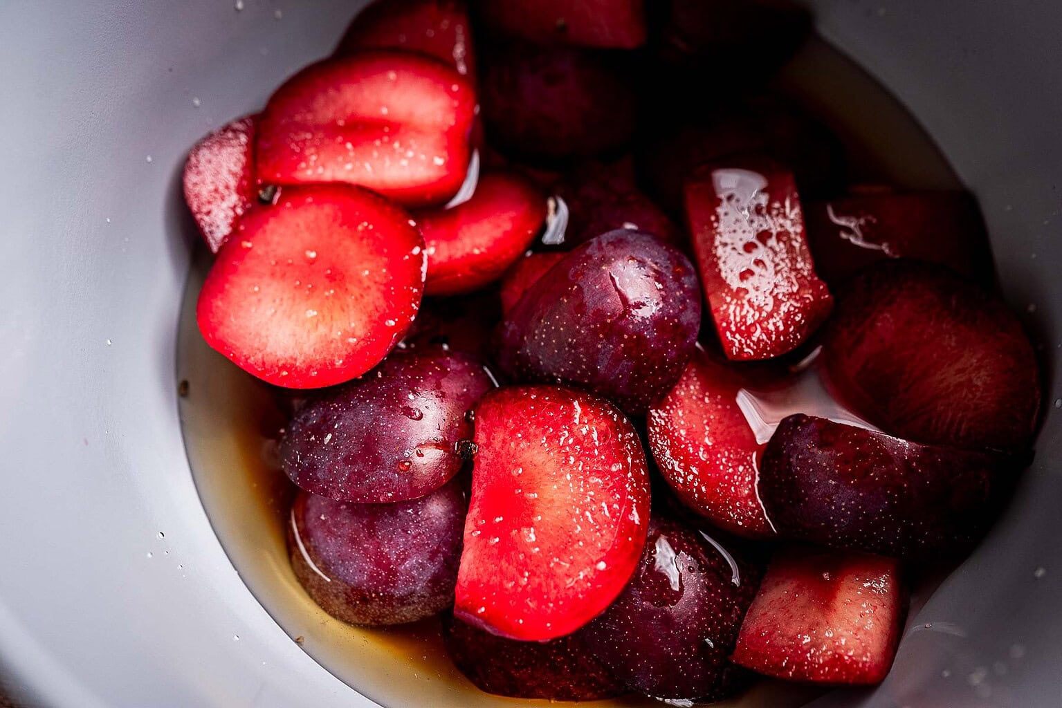 Easy Stewed Plums with Black Tea and Cardamom