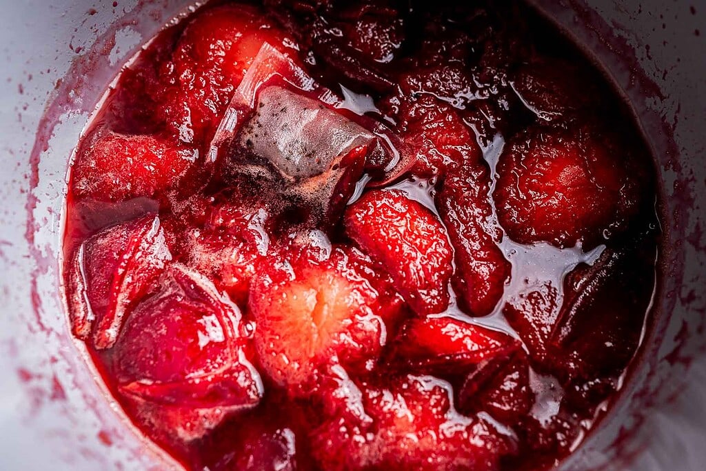Easy Stewed Plums with Black Tea and Cardamom