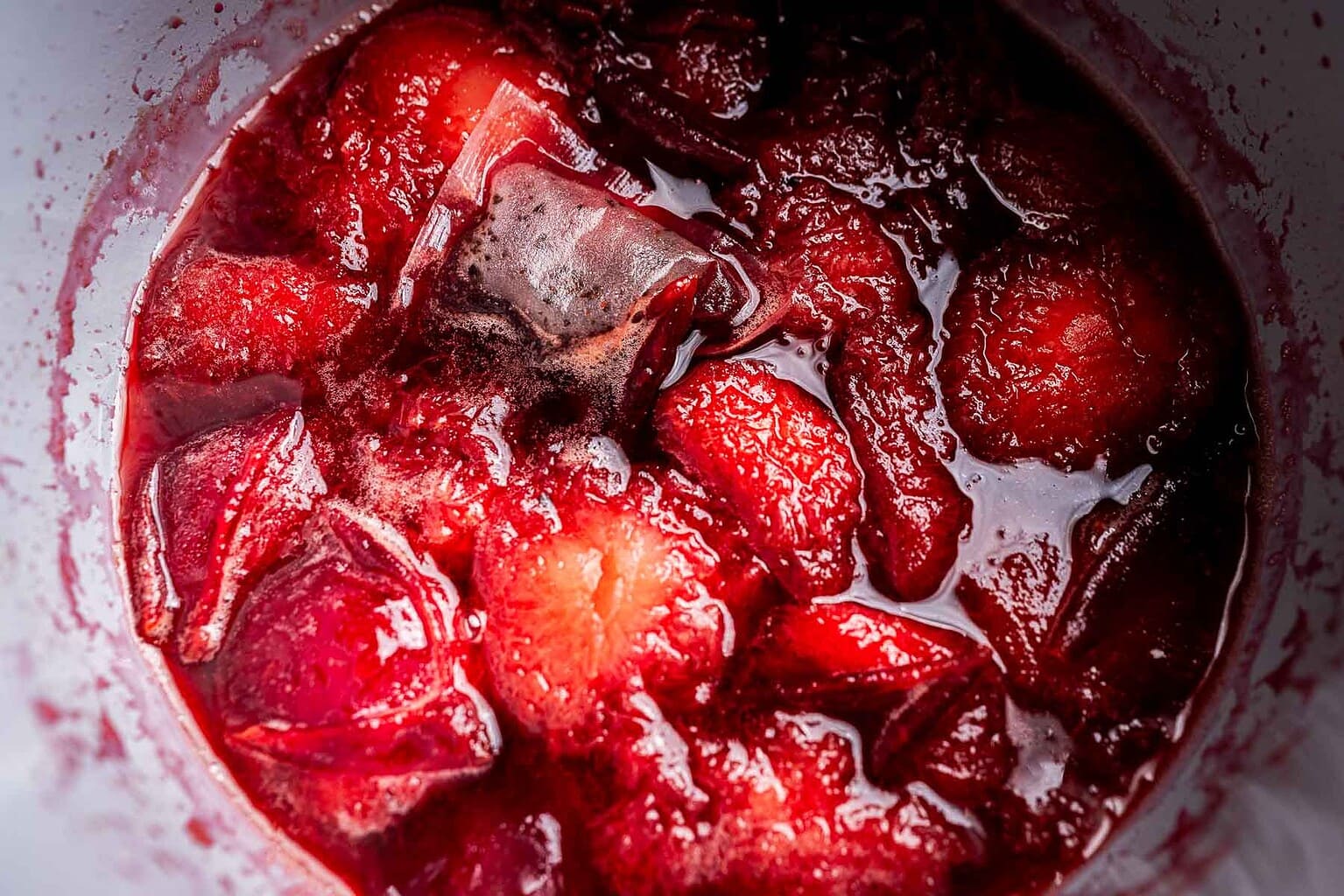 Easy Stewed Plums with Black Tea and Cardamom