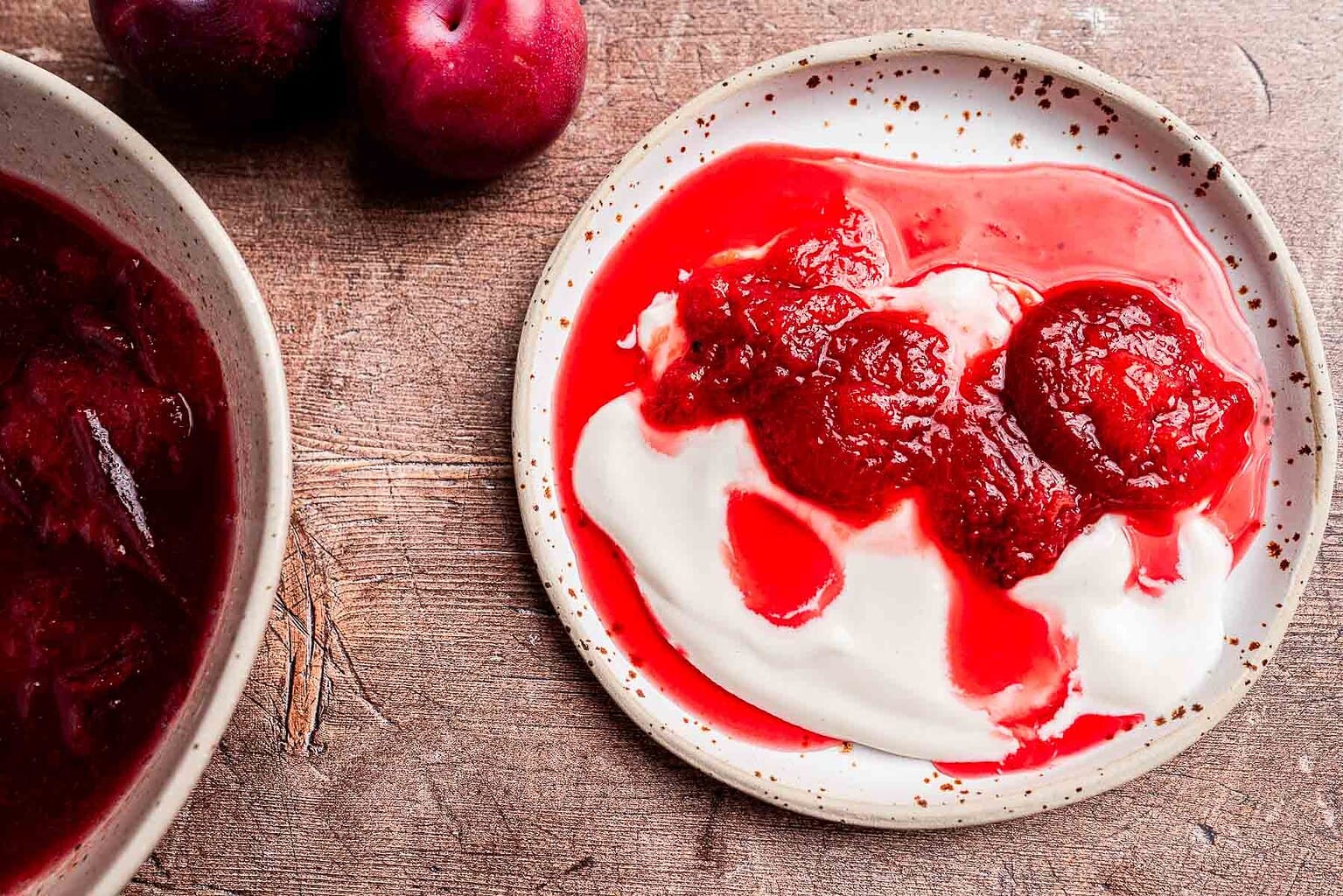 Easy Stewed Plums with Black Tea and Cardamom