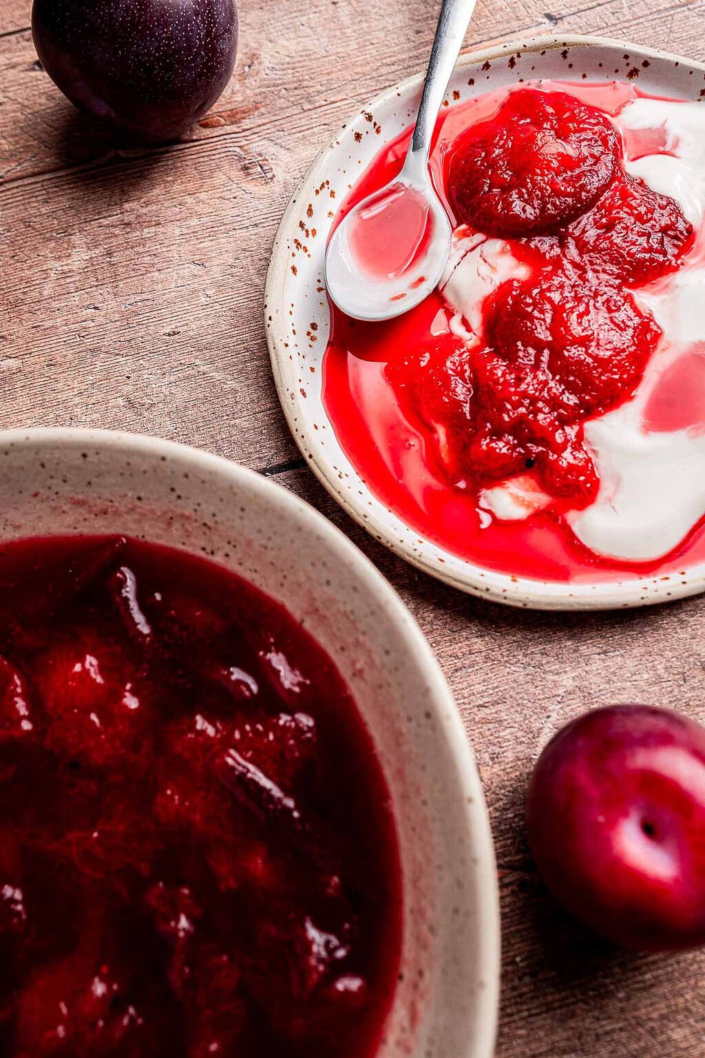 Easy Stewed Plums with Black Tea and Cardamom