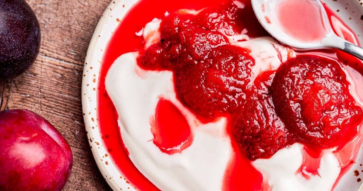 Easy Stewed Plums with Black Tea and Cardamom