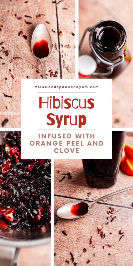 Homemade Hibiscus Syrup Infused with Orange Peel and Cloves