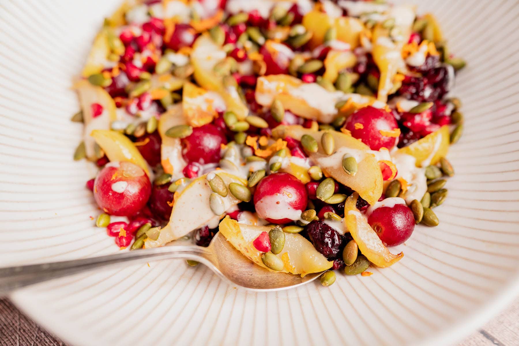 Thanksgiving Fruit Salad with Maple Cardamom Dressing